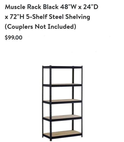 Muscle Rack 48"Wx24"Dx72"H 5 Shelf -Black - Lexington Online Auction