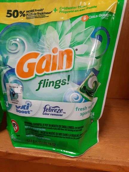 2pk Gain Flings 24ct each & Gain Power Blast Dish spray 16oz ...