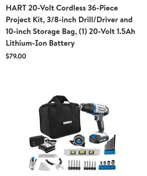 Hart 20v Cordless 36pc Project Kit - Lexington Online Auction