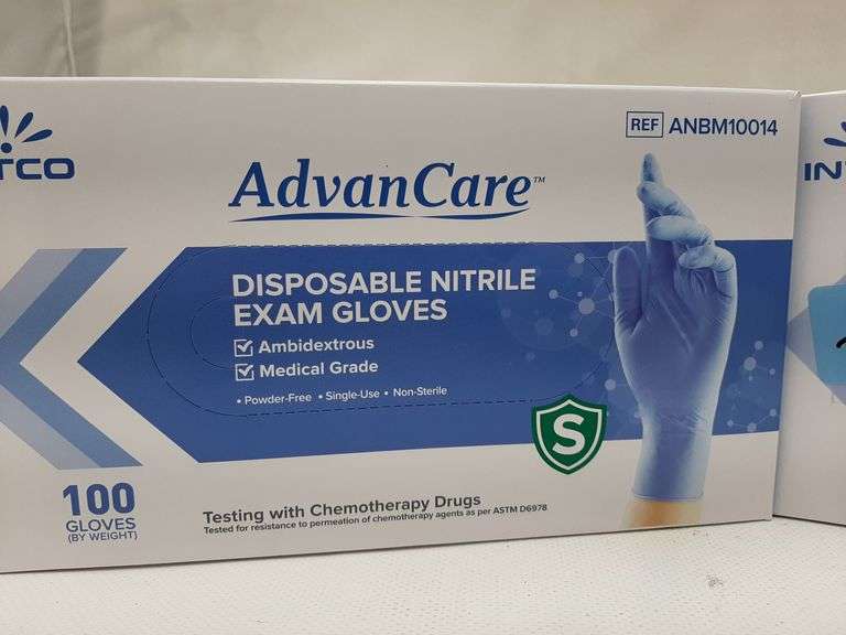 2pk AdvanCare Disposable Nitrile Exam Gloves - Lexington Online Auction