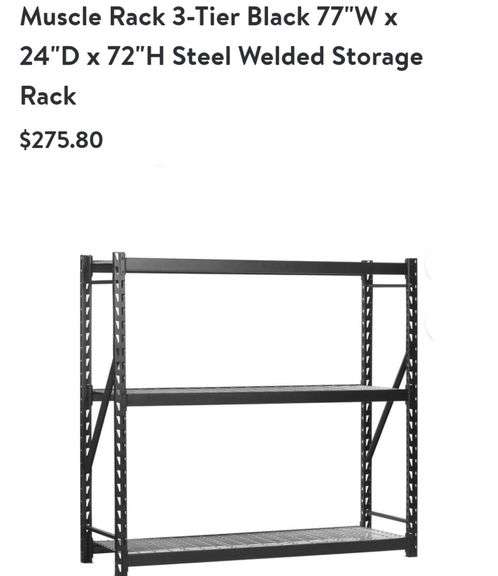 Muscle Rack 3 Tier 77"Wx24"Dx72"H Steel Storage Rack - Lexington Online ...