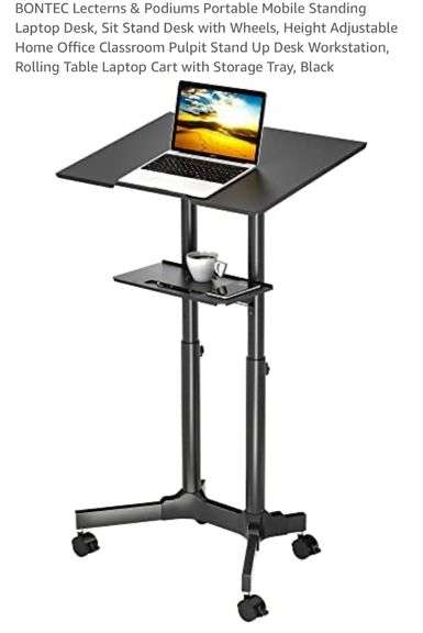 BONTEC Lecterns & Podiums Portable Mobile Standing Laptop Desk, Sit ...