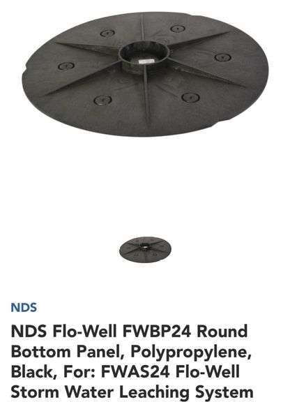 NDS Flo-Well FWBP24 Round Bottom Panel, Polypropylene, Black, For ...