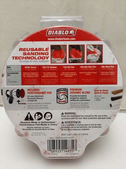 Diablo 5" SandNet Universal Reusable Sanding Disc's 50 Disc Assorted ...
