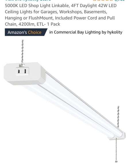 5000K LED Shop Light Linkable, 4FT Daylight 42W LED Ceiling Lights for ...