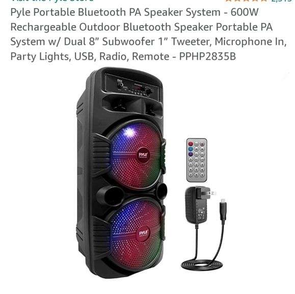 Pyle Portable Bluetooth PA Speaker System - 600W Rechargeable Outdoor Bluetooth Speaker Portable ...