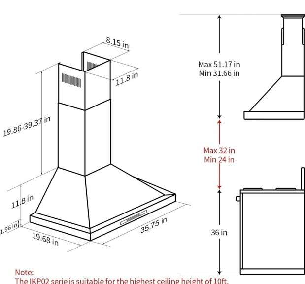Viking Rvch336Ss 36-Inch Wall Mount Convertible Chimney Range Hood at ...