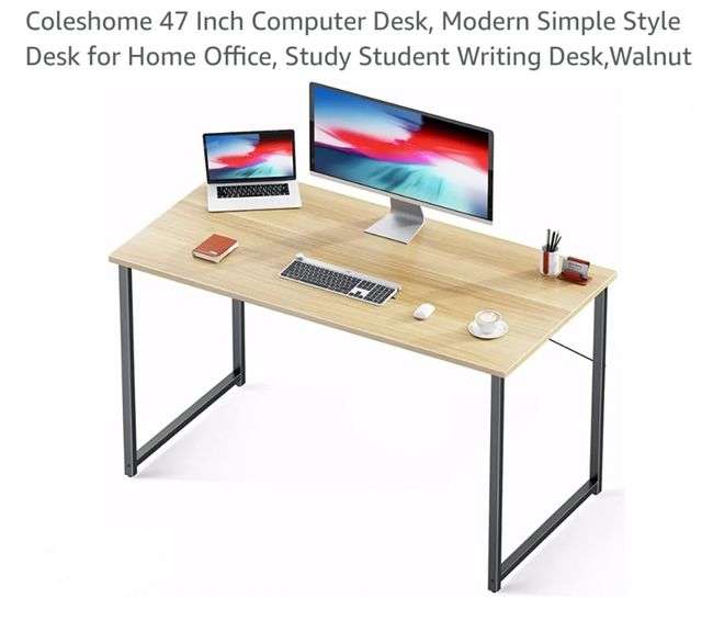 Coleshome 47 Inch Computer Desk, Modern Simple Style Desk for Home ...