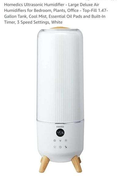 Homedics Ultrasonic Humidifier - Large Deluxe Air Humidifiers for ...