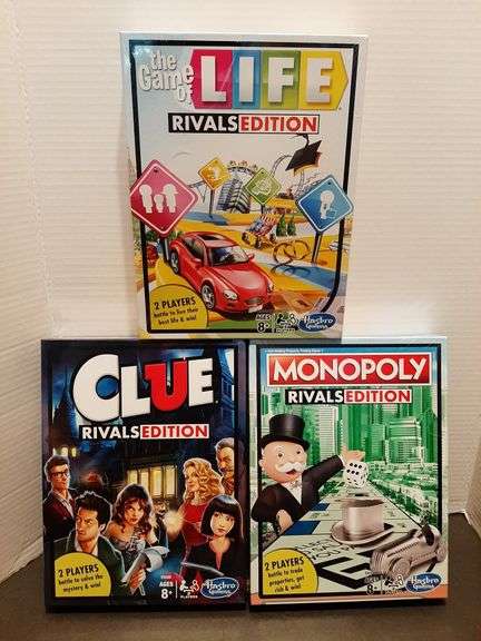Life, Clue, Monopoly Board Games Rivals Edition 2 Player Games ...