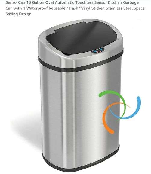 SensorCan 13 Gallon Oval Automatic Touchless Sensor Kitchen Garbage Can ...