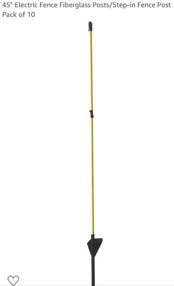 45" Electric Fence Fiberglass Posts/Step-in Fence Post Pack of 10 ...