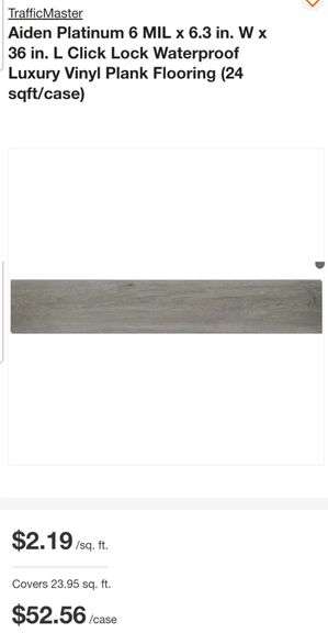 6 Casees of TrafficMaster Aiden Platinum 6 MIL x 6.3 in. W x 36 in. L ...