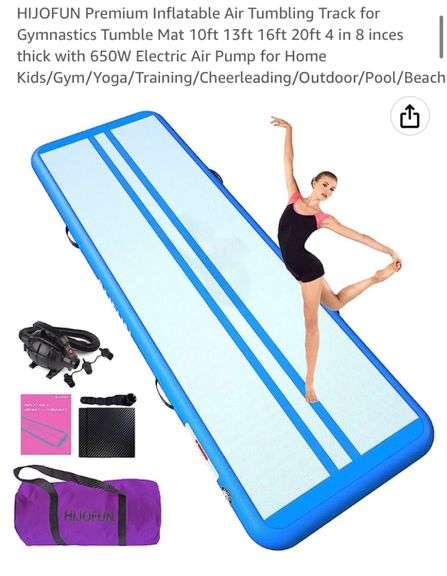 HIJOFUN Premium Inflatable Air Tumbling Track for Gymnastics Tumble Mat ...
