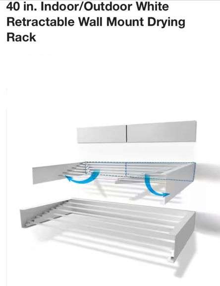 40 in. Indoor/Outdoor White Retractable Wall Mount Drying Rack ...