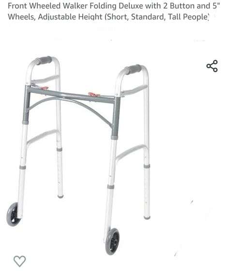ASSEMBLED Front Wheeled Walker Folding Deluxe with 2 Button and 5 ...