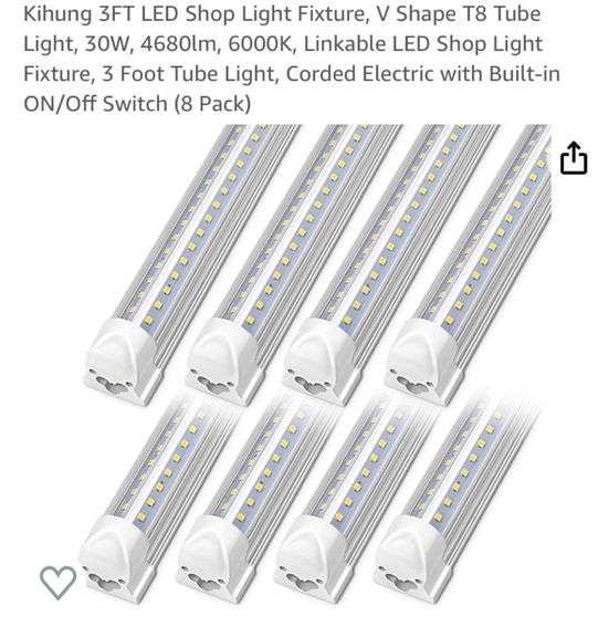 Kihung 3FT LED Shop Light Fixture, V Shape T8 Tube Light, 30W, 4680lm ...