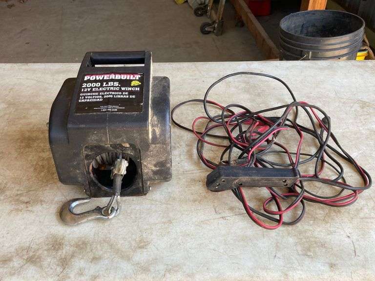 Powerbuilt 2000 lb, 12 v elect winch - Lee Real Estate & Auction Service