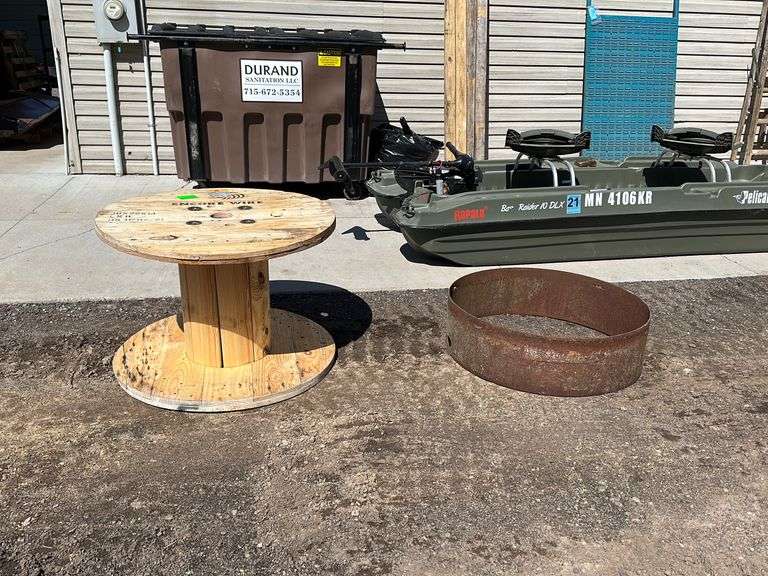 36” Wooden wire spool & fire pit - Lee Real Estate & Auction Service