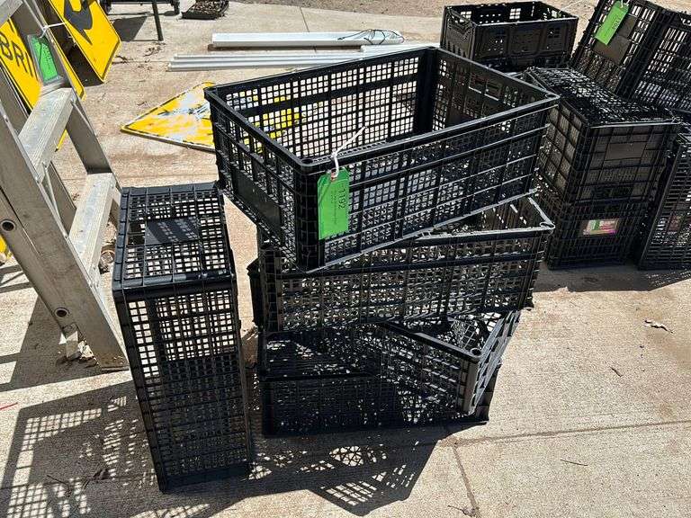 (5) Large Black Storage Crates - Lee Real Estate & Auction Service