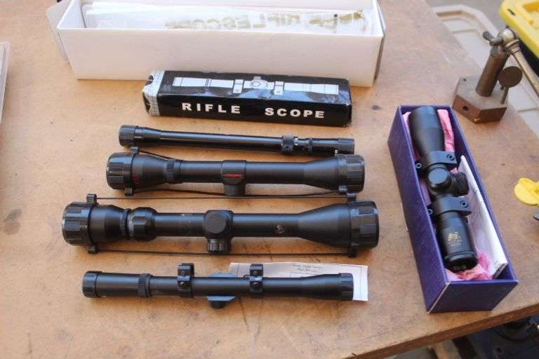 6 various rifle scopes - Lee Real Estate & Auction Service