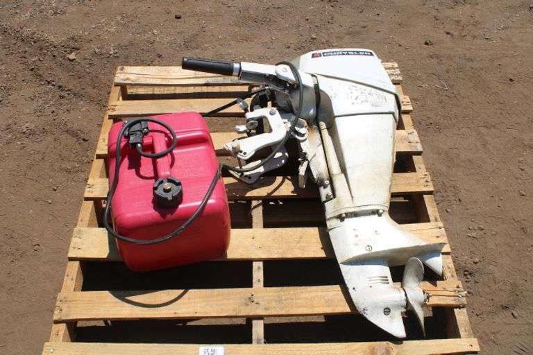 Chrysler boat motor & gas tank - Lee Real Estate & Auction Service