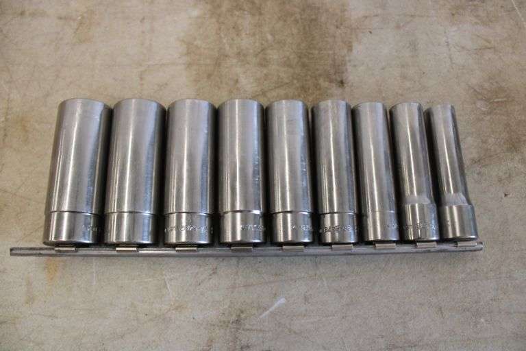 (9) 1/2" Standard Deep Well Sockets - Lee Real Estate & Auction Service