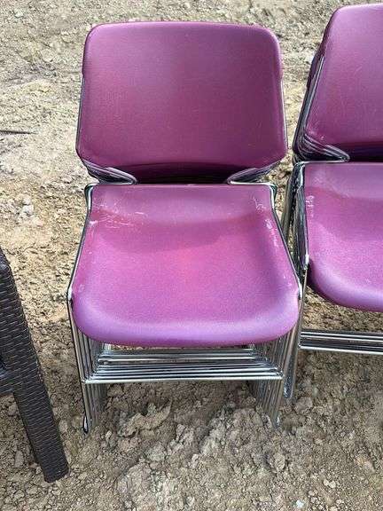 (11) Purple Stackable Chairs - Lee Real Estate & Auction Service