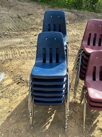(14) Blue Plastic Stackable Chairs - Lee Real Estate & Auction Service