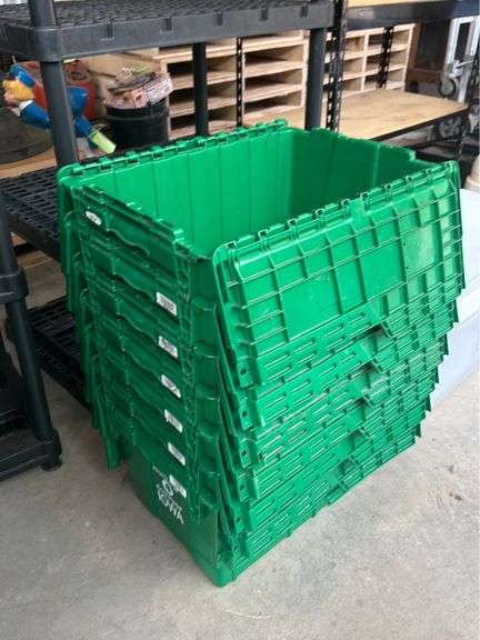(7) Plastic Totes w/ Flip Over Lids - Lee Real Estate & Auction Service