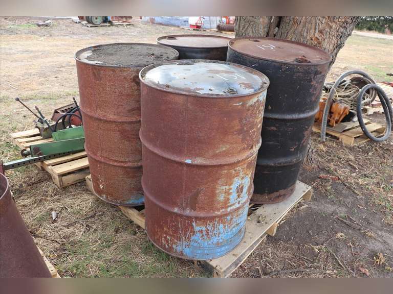 4 - 50 gallon barrels, used for used oil - Adam Marshall Land & Auction ...