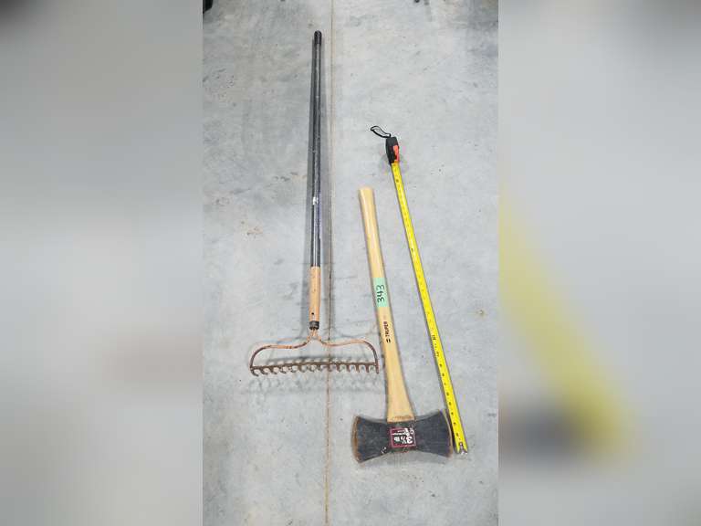 3.5 lb Double Bit Axe, Rake - Adam Marshall Land & Auction, LLC