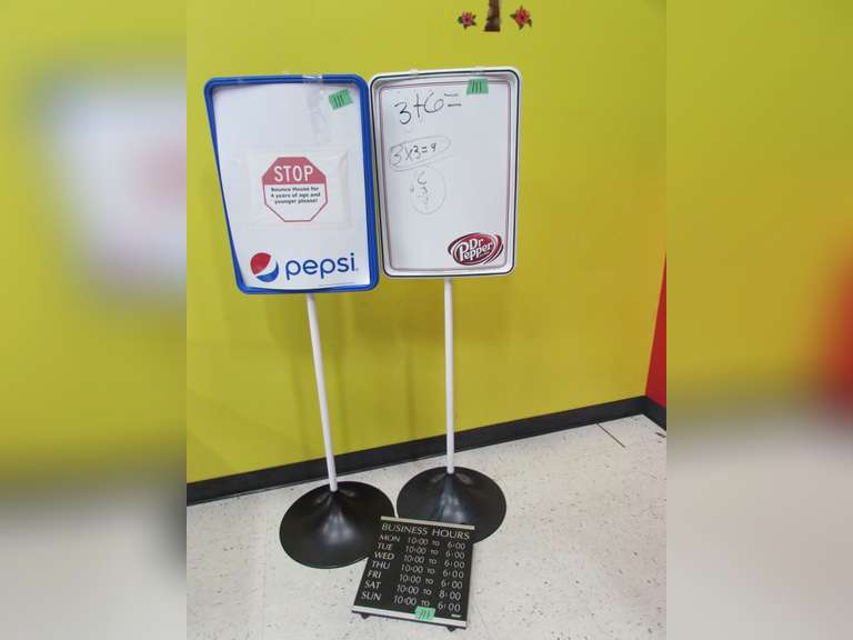 2 sign stands and business hours sign - Adam Marshall Land & Auction, LLC