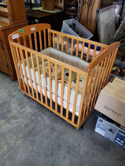 Wooden crib on wheels - Adam Marshall Land & Auction, LLC