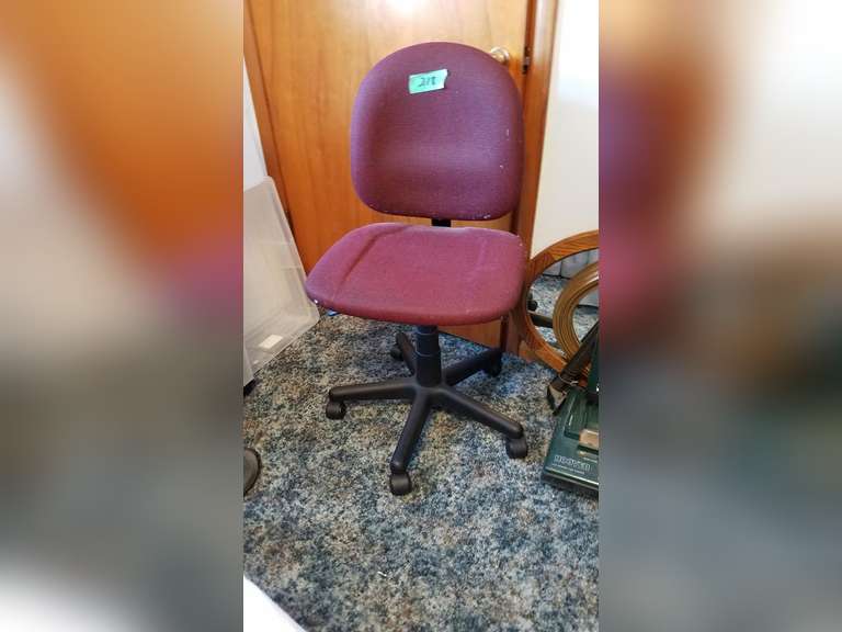 Burgundy Rolling Office Chair - Adam Marshall Land & Auction, LLC