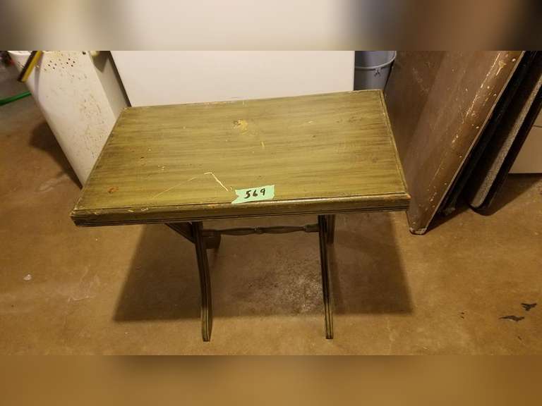 Sm Green Distressed Folding Table - Adam Marshall Land & Auction, LLC
