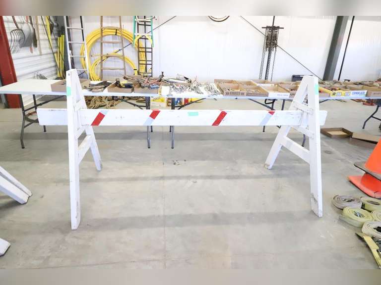 (2) Portable road blocks made out of wood, 8ft long, 44" high - Adam ...