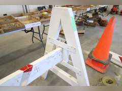 (2) Portable road blocks made out of wood, 8ft long, 44" high - Adam ...