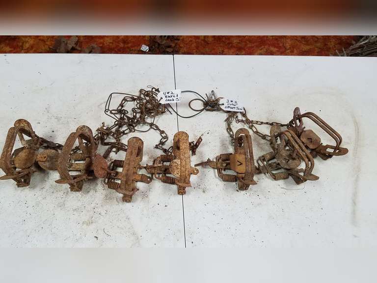 (4) Blake & Lamb #2 Coil Spring Traps, (3) Victor #2 Offset Jaw Traps ...