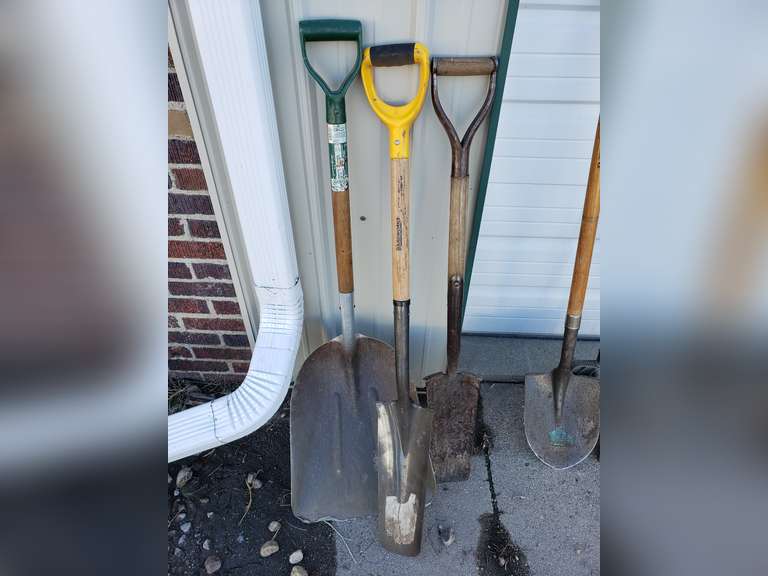 Scoop shovel, 2 tile spades - Adam Marshall Land & Auction, LLC