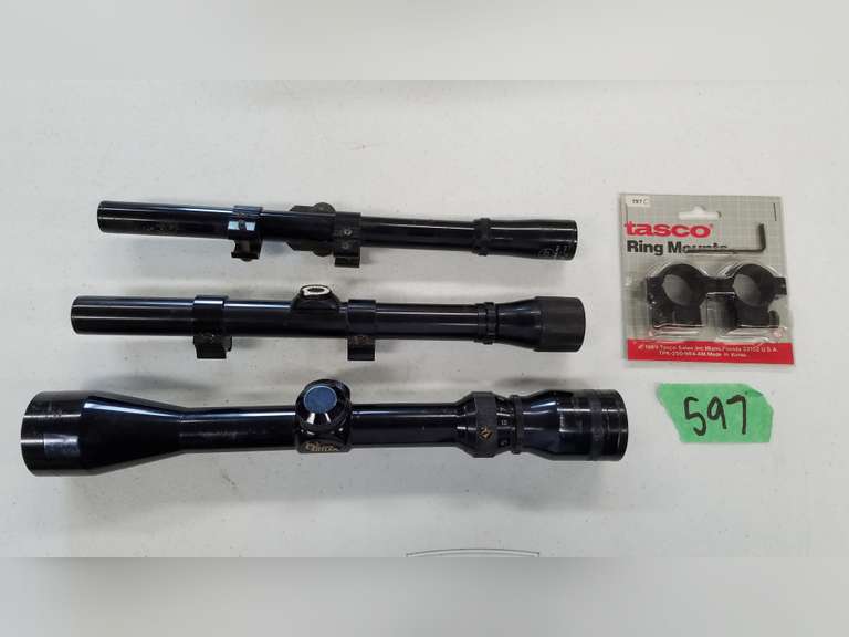 Tasco 3-9x40 Scope, Simmons 4x15 Scope W/Mounts, Weaver Scope W/Mounts ...