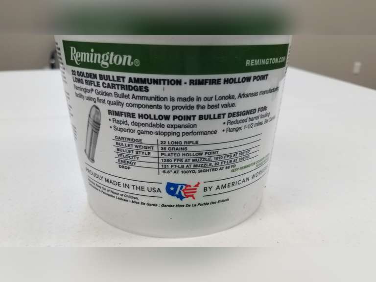 Remington 22 Golden Bullet Bucket O'Bullets, 22 LR (1 X 1400) - Adam ...