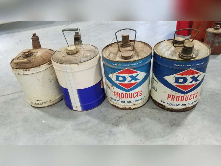 (4) Vintage 5 Gallon Oil Cans - Adam Marshall Land & Auction, LLC