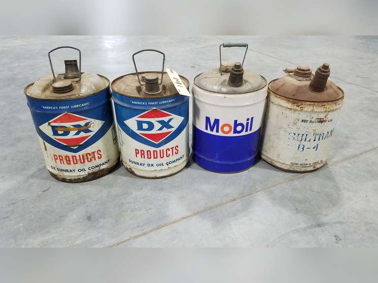 (4) Vintage 5 Gallon Oil Cans - Adam Marshall Land & Auction, LLC