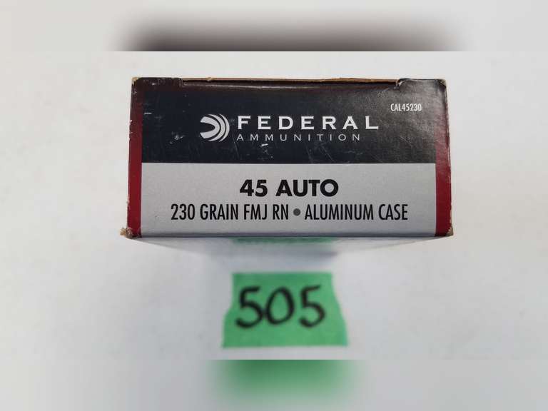 Federal - 45 Auto, 230 Gr FMJ RN, Aluminum Case (1 X 50) - Adam ...