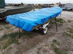14FT V Bottom Boat with Trailer - Adam Marshall Land & Auction, LLC