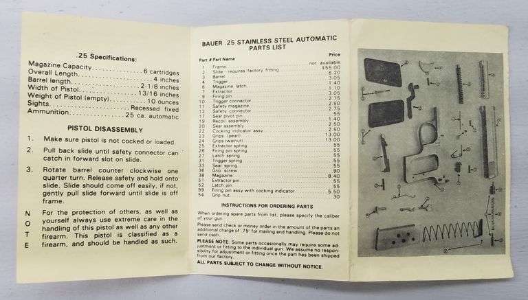 Bauer 25 Automatic Pistol - 25 ACP - SN: 028673 - Adam Marshall Land ...
