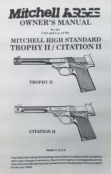 Mitchell Arms High Standard Trophy II Pistol - 22 LR - SN: HSCA23T ...