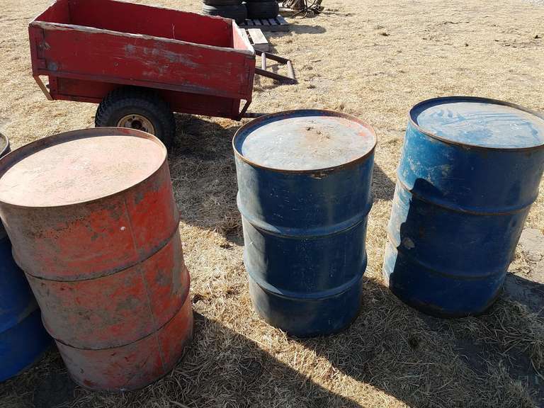 (5) 30 gal. empty steel barrels - Adam Marshall Land & Auction, LLC