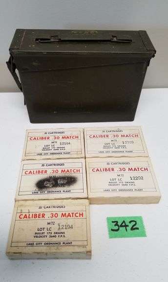 Lake City Army Ammunition Plant Caliber 30 Match M72 - 173 Gr, 1965 (5 ...